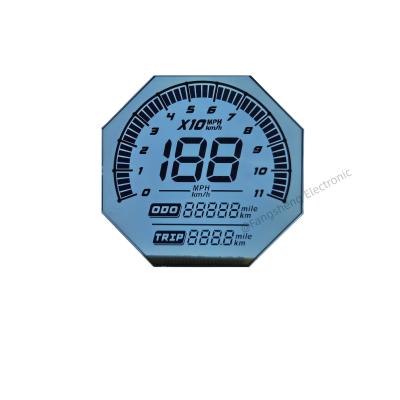 China Custom Irregularly Shaped HTN Display Screen For Motorcycles 6 O'CLOCK 7 Segment Lcd Glass Panels for sale