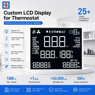 China Custom Thermostat Medical Lcd Screen Black Va Monochrome 7 Segment Display 4 Digit Tn Htn Stn Va Lcd Module for sale