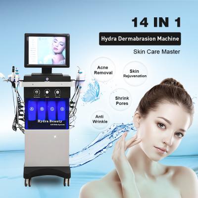 China Multifunctionele Aqua Peeling Oxygen Jet Hydra Hydro Dermabrasie Gezichtsreinigingsapparatuur met huidanalysator Te koop