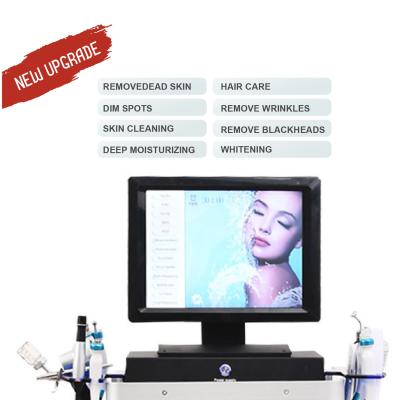 China Multifunctionele Aqua Peeling Oxygen Jet Hydra Hydro Dermabrasie Gezichtsreinigingsapparatuur met huidanalysator Te koop