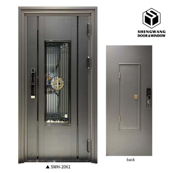Quality Fireproof Swig Left Aluminum Shop Front Doors Villa Solid Aluminium Front Doors for sale