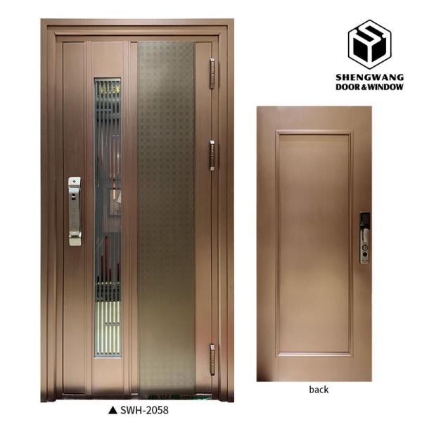Quality Anti Theft Powder Coated Finish Modern Aluminum Entry Doors Commercial Grey for sale