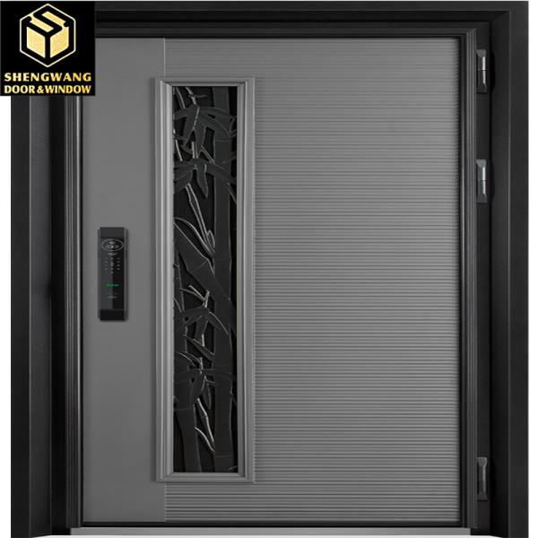 Quality Heat Insulation Brown Modern Aluminum Entry Doors Waterpfoof Front Door Aluminum for sale