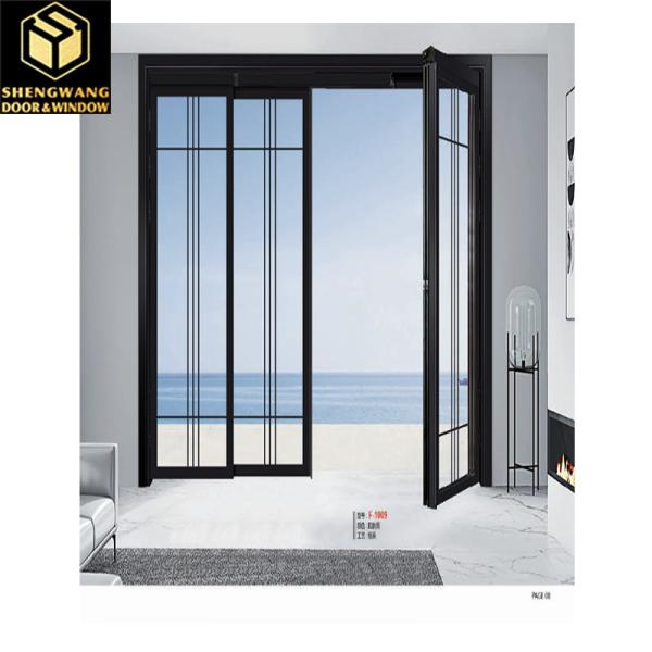 Quality 5mm 9A 5MM Black Aluminium Glass Doors Office Swing Half Aluminium Glass Hinged Door for sale