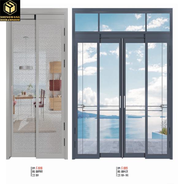 Quality Surface Mount Office Swinging Half Door Triple Double Glass Hinged Indoor Door for sale