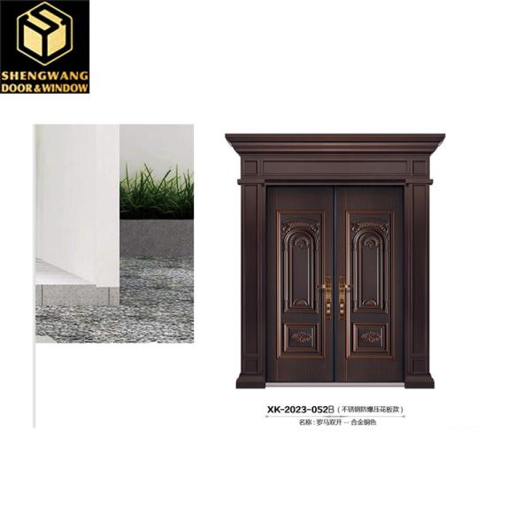 Quality Anti Theft Powder Coated Finish Modern Aluminum Entry Doors Commercial Grey for sale