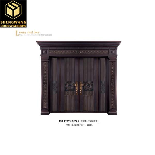 Quality Anti Theft Powder Coated Finish Modern Aluminum Entry Doors Commercial Grey for sale