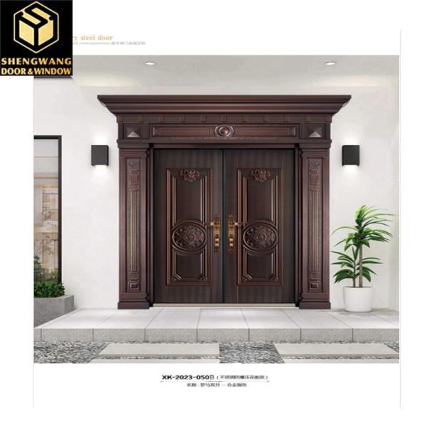 Quality Anti Theft Powder Coated Finish Modern Aluminum Entry Doors Commercial Grey for sale