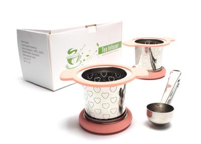 Cina Filtro del tè di Mesh Dome Shape Metal Basket del cavo con le maniglie ed il coperchio di tocco morbido in vendita