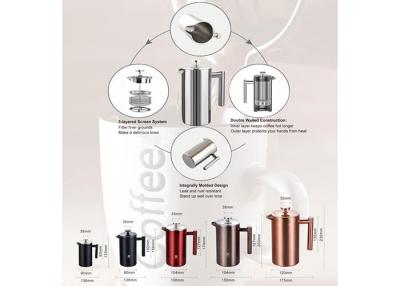 Cina La caffettiera della stampa di Matte Black Stainless Steel French di 8 tazze ha isolato la stampa 27oz/34oz del caffè in vendita