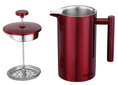 Cina 12 - il doppio strato francese della macchinetta del caffè della stampa del metallo 51oz tiene caldo Shinny il filtro da caffè di Cafetiere in vendita