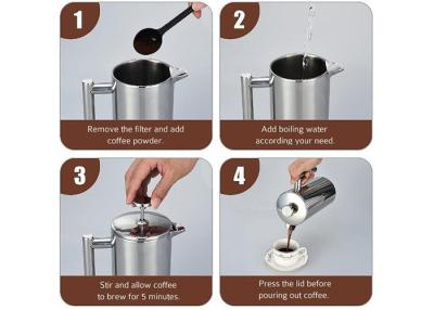Cina caffettiera francese del metallo della stampa di acciaio inossidabile del doppio strato 51oz in vendita