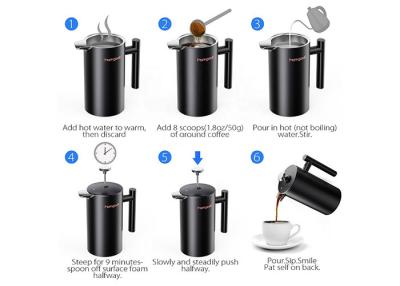 China van de het Roestvrije staal de Franse Pers van 1000ml 34oz van de de Koffiepot Dubbele Muur Matte Black Color Te koop