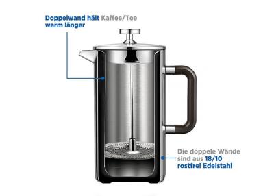 China 350ml - van de de Muurkoffie van 1500ml het Dubbele Koffiezetapparaat van de de Duikers Grote Franse Pers Te koop