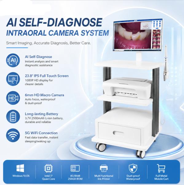 Quality All-in-One Mobile Trolley AI Oral Health Evaluation Station | Wireless USB Intraoral Camera, AI Auto Analysis & On-Site Printed Dental Assessment Reports for sale