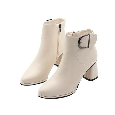 China Leather Martin boots for ladies Fashion ankle boots female middle heel boots women's winter shoes on line for sale