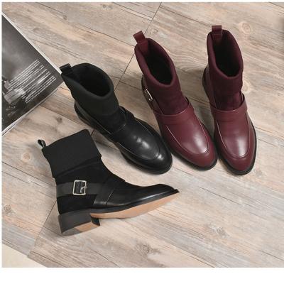 China Autumn and winter British short barrel, Chelsea short boots, women's elastic wool and velvet to keep warm for sale