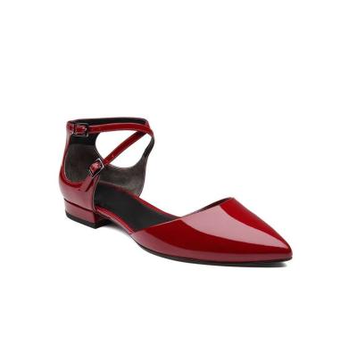 China Women leather formal shoes low heel spring and autumn with buckle women dress shoes for sale
