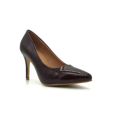China Women glossy leather shoes stiletto heel pumps casual dress shoes for ladies slip on opening party shoes for sale