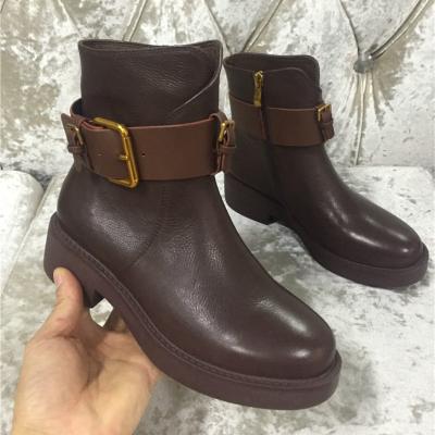 China 2018 winter new leather belt buckle Martin boots European fashion style zipper opening casual knight boots for sale