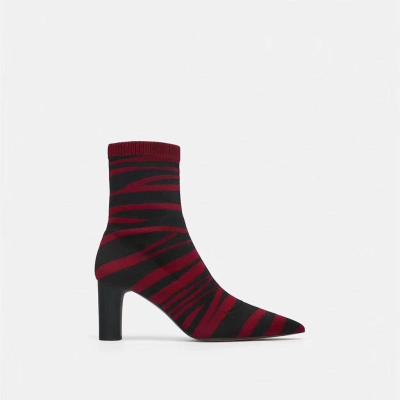 China Mixed colors socks boots casual lady winter shoes stretch fabric bootleg chunky heel dress shoes fashionable style for sale