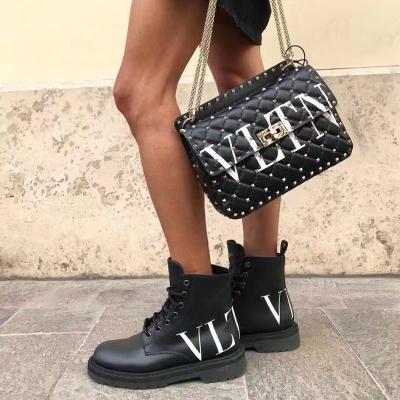 China British style women ankle boots letter design genuine leather boots black fashionable hot sale boots for sale