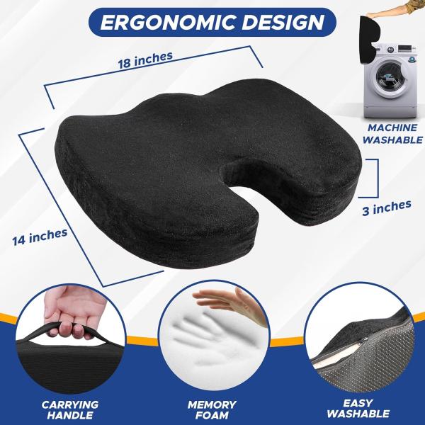 Quality Office Memory Foam Armchair Cushion Coccyx Pain Relief Desk Chair Cushion for sale
