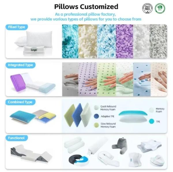 Quality Custom LOGO Ergonomic Sleeping Cervical Orthopedic Memory Foam Bed Pillows For for sale
