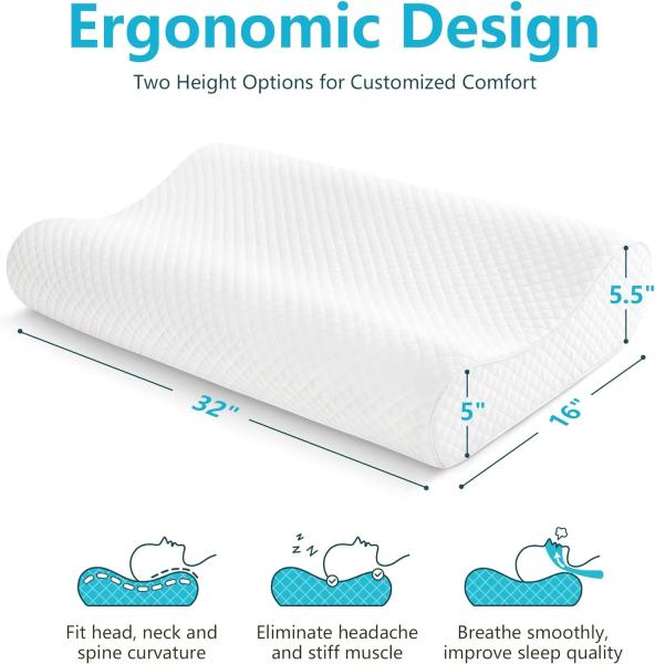 Quality Custom LOGO Ergonomic Sleeping Cervical Orthopedic Memory Foam Bed Pillows For for sale
