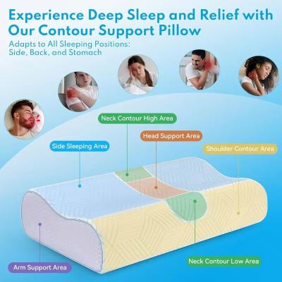 China 4-Layer Adjustable Memory Foam Pillow for Sleeping Ergonomic Contour Cooling Pillow for Back and Side Sleepers for sale