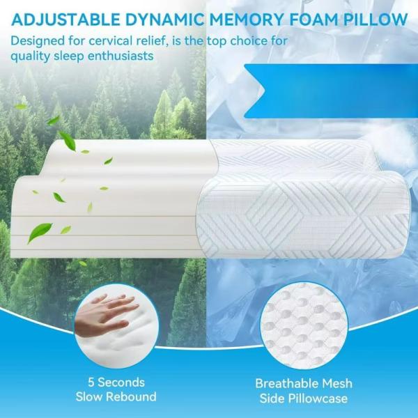 Quality 4-Layer Adjustable Memory Foam Pillow for Sleeping Ergonomic Contour Cooling for sale