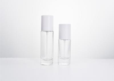 China Cosmetic Packaging 30&50ML  Essential Clear Glass Fine Mist Pump Bottle with Overcap High Quality Supplier for sale