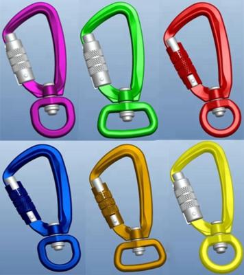 China Aluminum carabiner swivel locking hooks for rock mountain climbing for sale