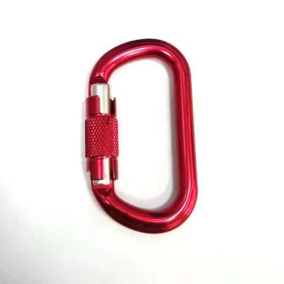 China 25KN Strong Mountain Auto Screw locking Rock Aluminum Carabiners hooks for sale
