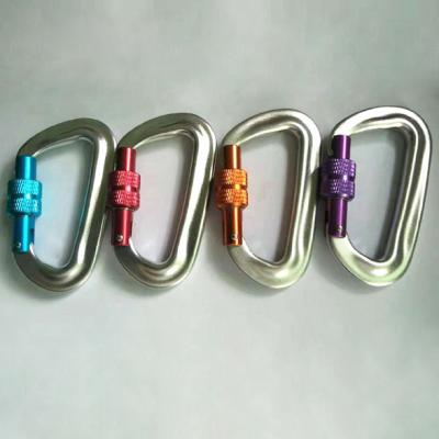 China 12KN Aluminum Screw Gate Carabiner D Shape Hooks for hammock for sale