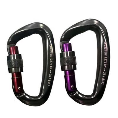 China 25KN Screw Locking Aluminum Alloy Carabiner for sale