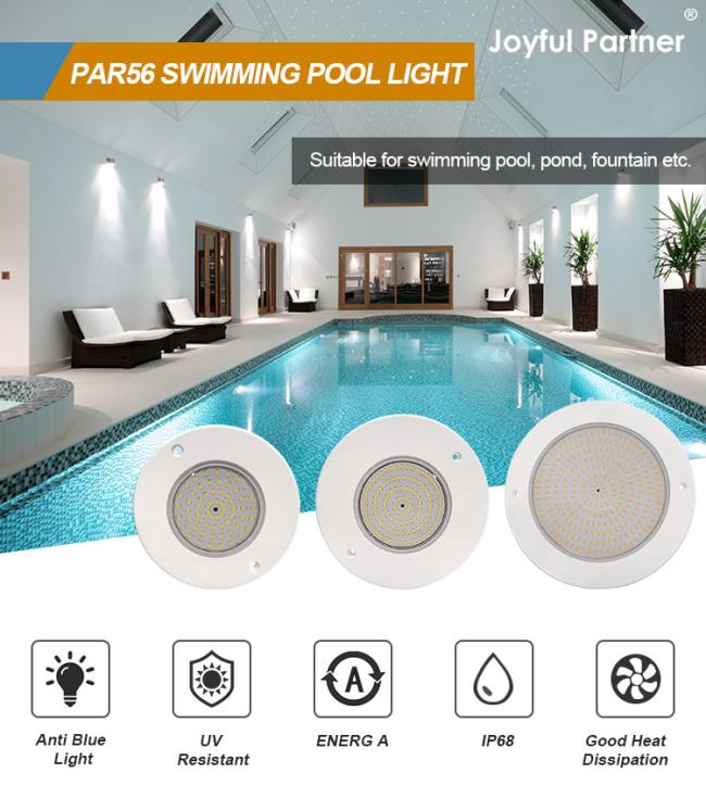 Ultra thin underwater LED pool light installed in swimming pool