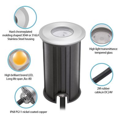 Cina 1W IP68 Lampade impermeabili subacquee 316SS 12V 24V LED Lampade per piscine 2700k - 6500k in vendita