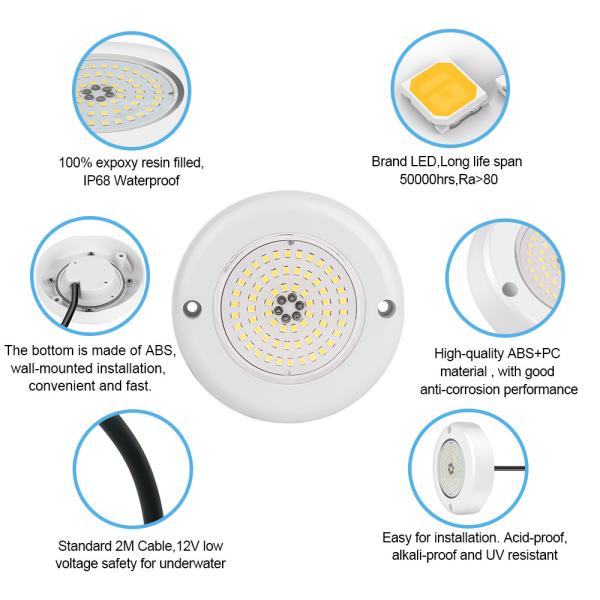 Lampada per piscina a LED montata a parete a terra a LED Rgb e Dmx Controllo 6W LED SMD2835 Materiale ABS