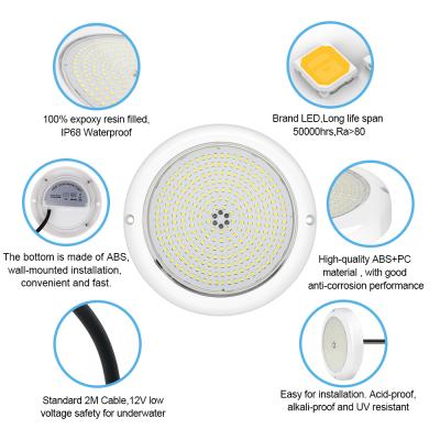 Cina Lumi di piscina ABS PC RGB Emtting 12V Input Superficie bianca calda montata in vendita