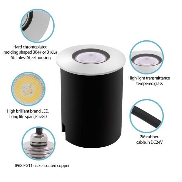 Quality Mini DMX Pool Light RGB Recessed Swimming Pool Step Lights IP68 for sale