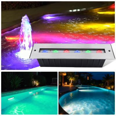 China IP68 Underwater Lighting RGB RGBW Color Under Water Stainless Steel 316L 6*2W DC24V DMX Linear Wall Washer for sale