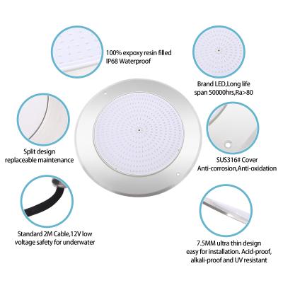 China IP68 LED PAR56 Pool Light RGB Color Changing 12VDC AC 35W DIA 280mm SMD2835 432pcs With Color Package for sale