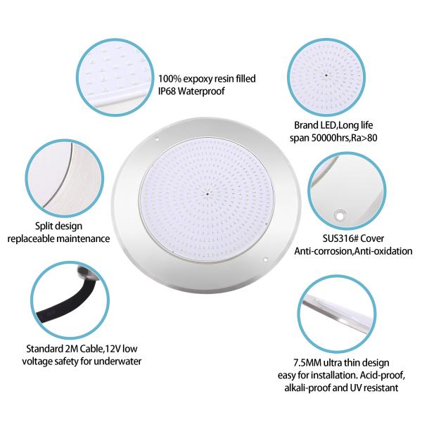 Quality IP68 LED PAR56 Pool Light RGB Color Changing 12VDC AC 35W DIA 280mm SMD2835 for sale