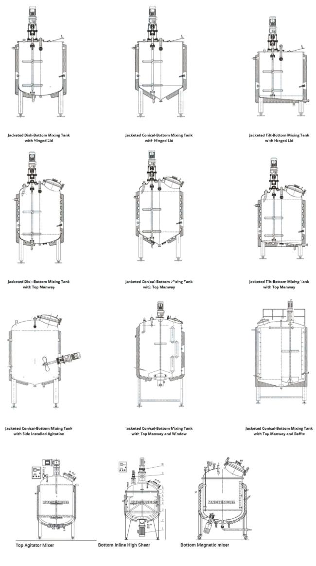 Engineering drawing of mixing tank specifications
