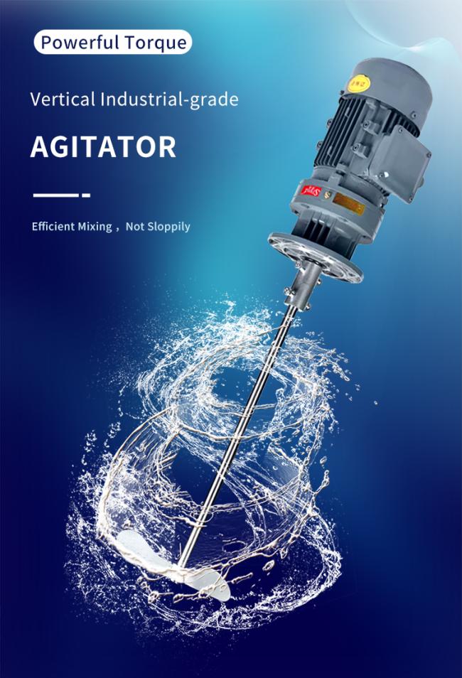 High Speed IBC Tote Agitator Mixer in operation with chemical tank