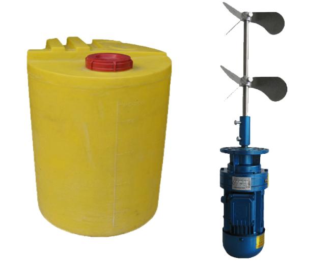 Portable water paint agitator machine in industrial operation