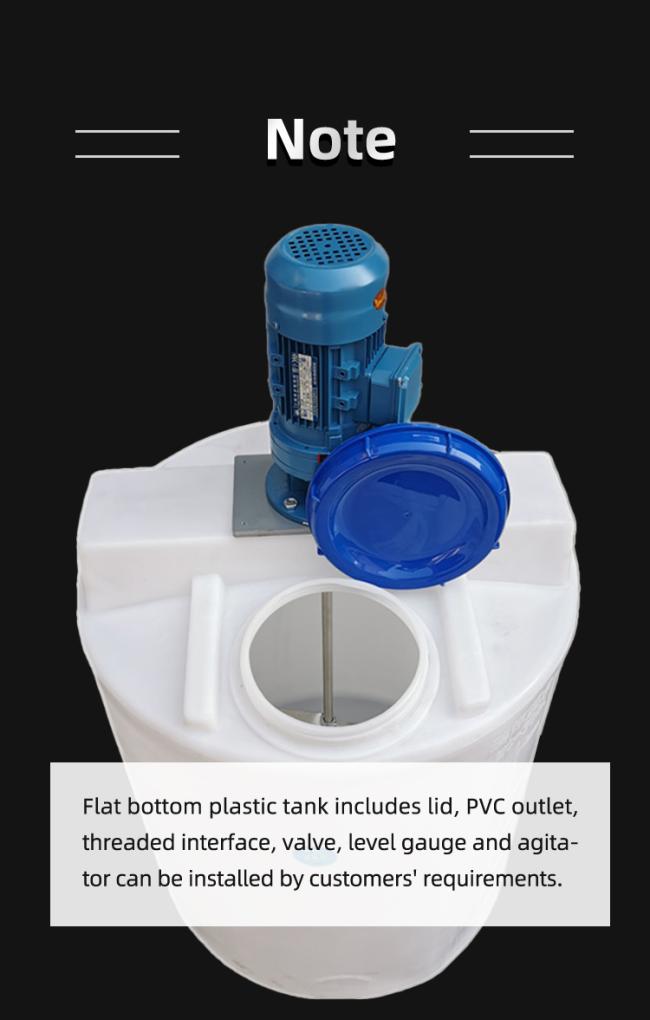Electric water treatment mixing tank showing full assembly