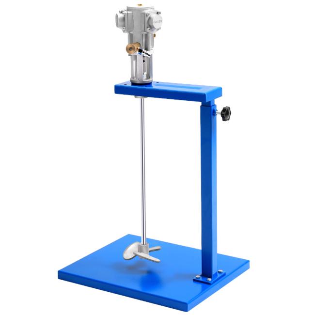 Close-up view of pneumatic mixer showing construction details and components
