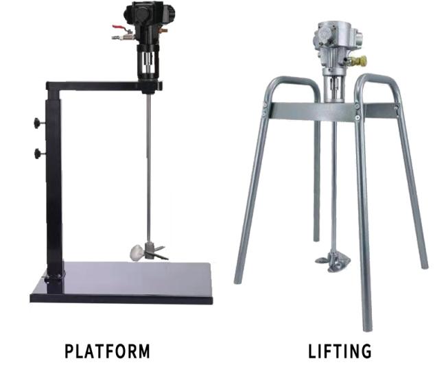 Custom support frame designed for pneumatic mixer installation